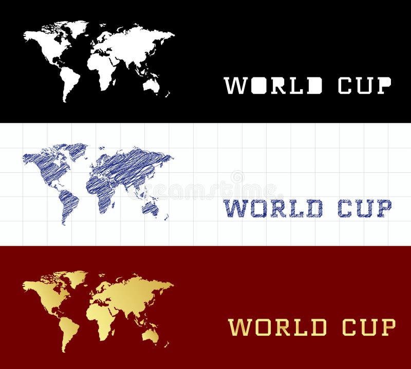 World Cup Text Effect with World Map Stock Illustration - Illustration ...