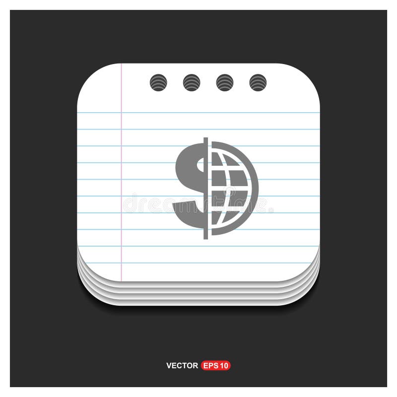 World Currency Icon Gray Icon on Notepad Style Template Vector E Stock ...