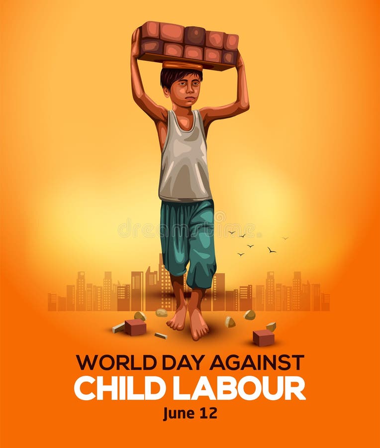 World Day Against Child Labor Concept with Child Bricks on the Head ...