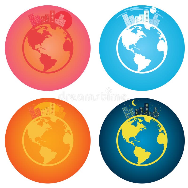 World of Day and Night stock vector. Illustration of global - 51932623