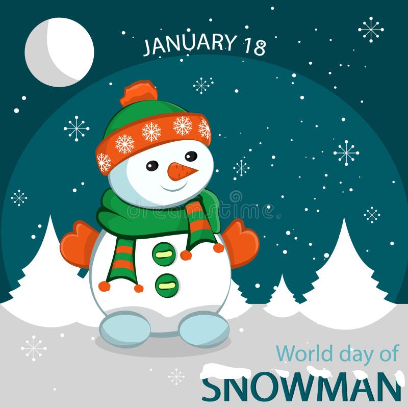 World Day of Snowman Vector Illustration Stock Vector - Illustration of ...