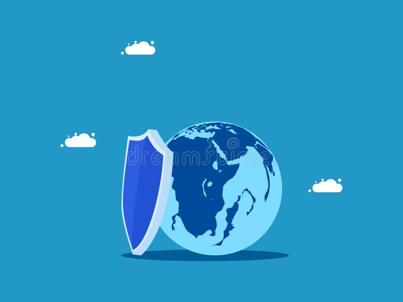 World Defense. Shield and Globe Vector Stock Vector - Illustration of ...