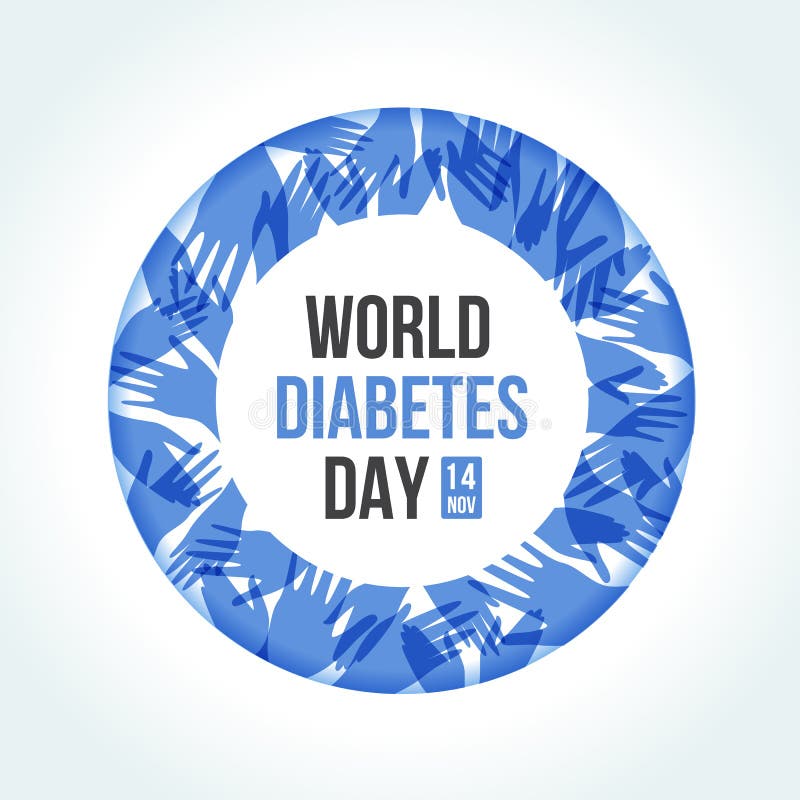 World Diabetes Day - Blue Circle Symbol with Abstract Blue Hands ...