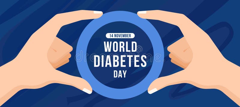 World Diabetes Day - Text in Universal Blue Circle Symbol for Diabetes ...