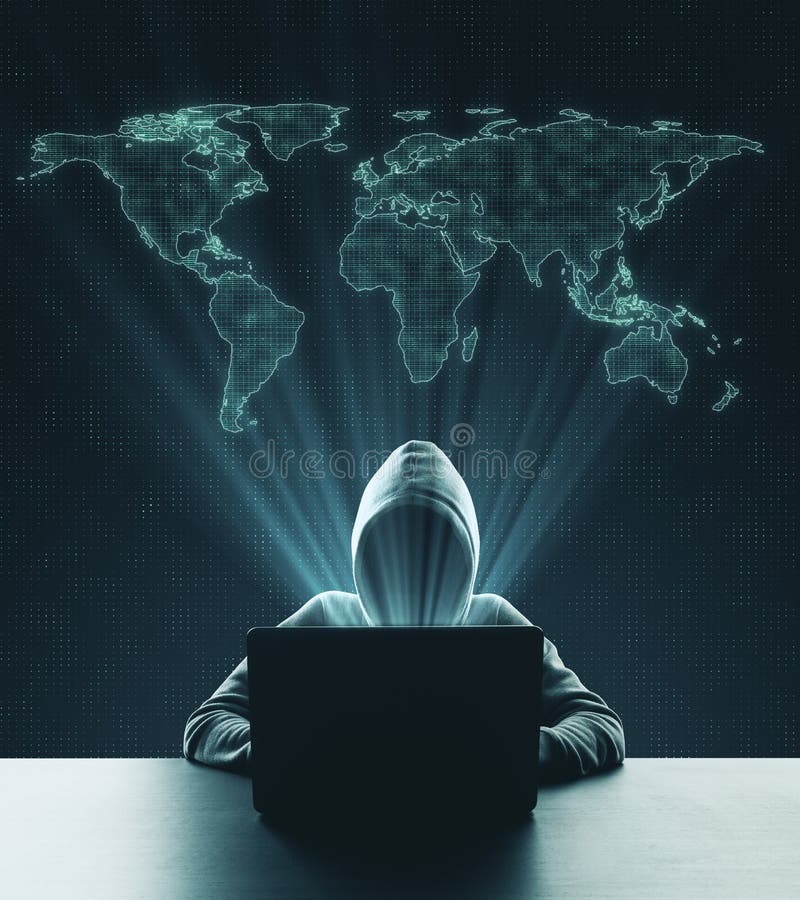 World Digital Crime Problem Concept with Hacker Stock Image - Image of ...