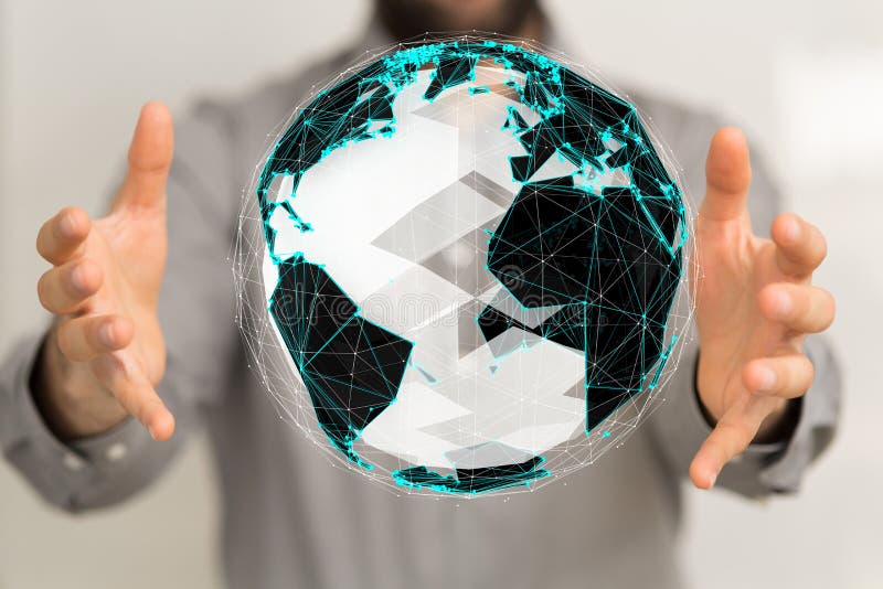 A The World Digital In Hand Stock Photo - Image of byte, internet ...