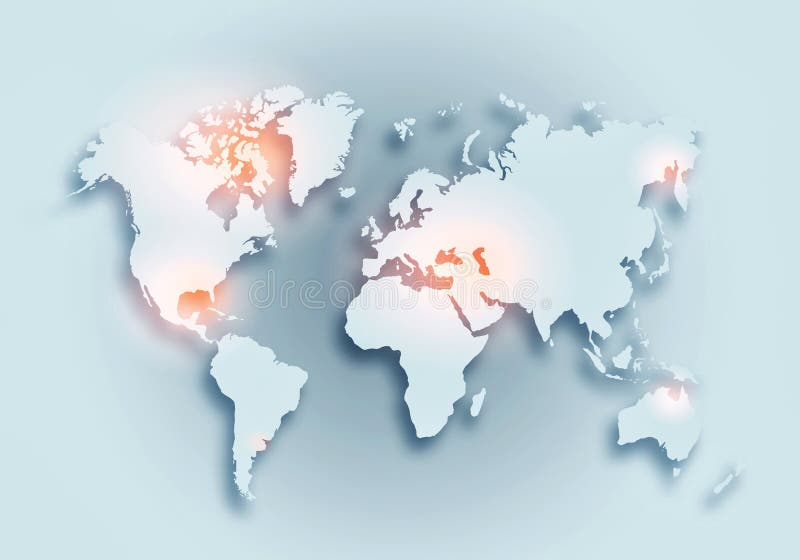World Digital Outlined Map Background Stock Illustration - Illustration ...