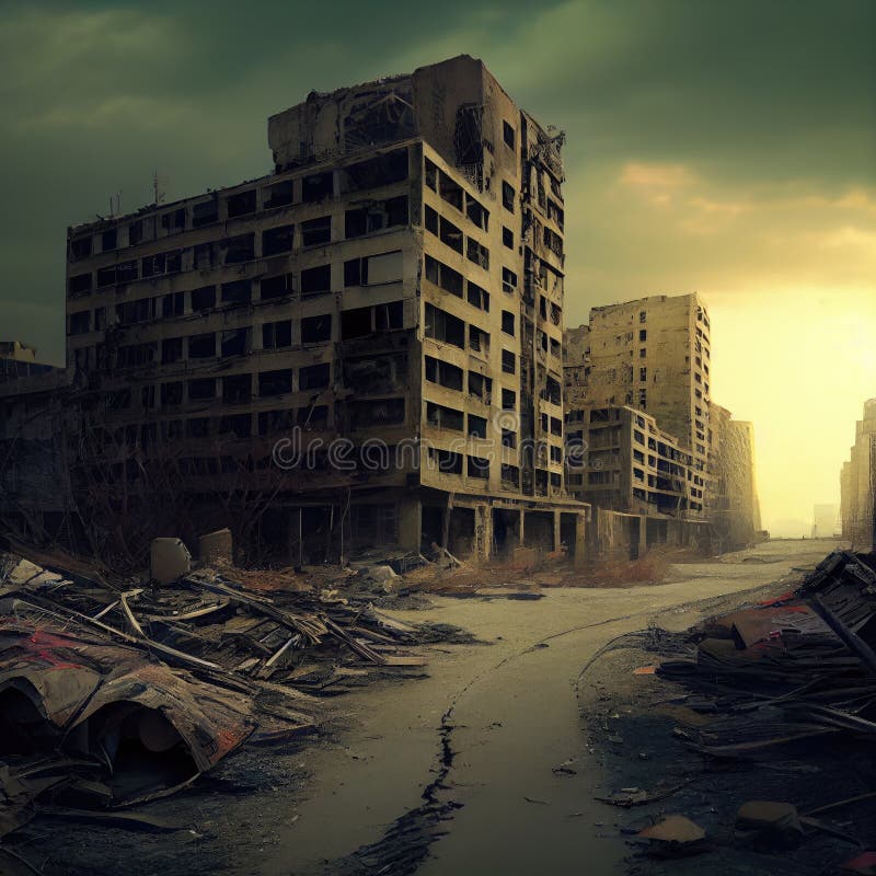 World after Disaster and Atomic War Empty Postapocalyptic City Stock ...