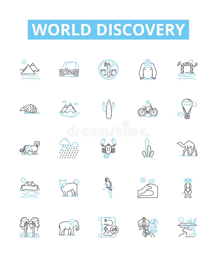 World Discovery Vector Line Icons Set. Exploration, Expedition ...