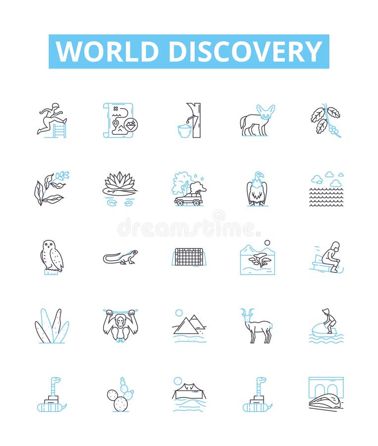 World Discovery Linear Icons Set. Exploration, Geology, Biodiversity ...