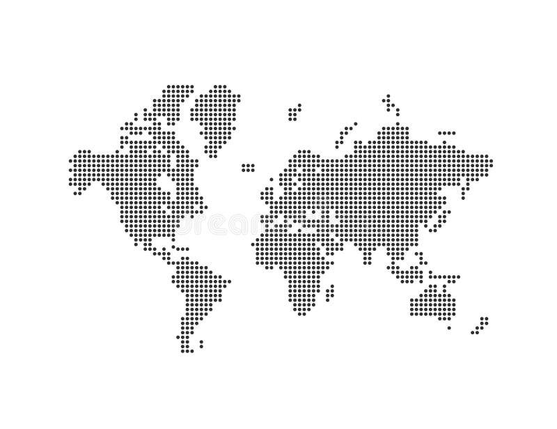 World, Dotted Map on White Background. Vector Illustration Stock ...