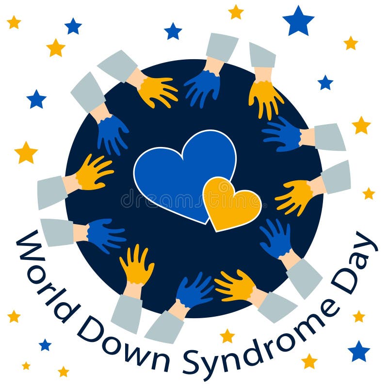 World Down Syndrome Day. Heart in a Circle and Hands Stock Vector ...