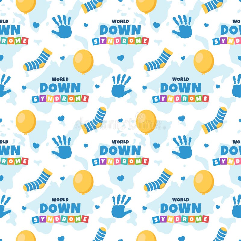World Down Syndrome Day Seamless Pattern in Template Hand Drawn Cartoon ...