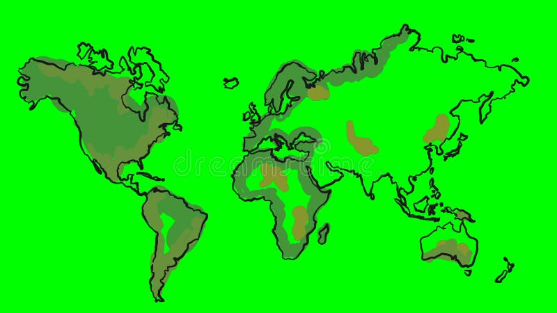 World Drawing Outline Map Green Screen Isolated Stock Video - Video of ...