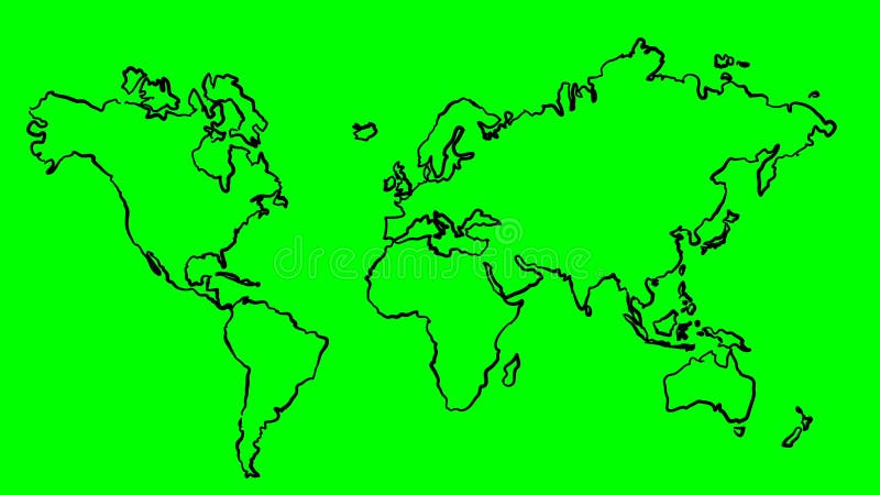 World Drawing Outline Map Green Screen Isolated Stock Video - Video of ...
