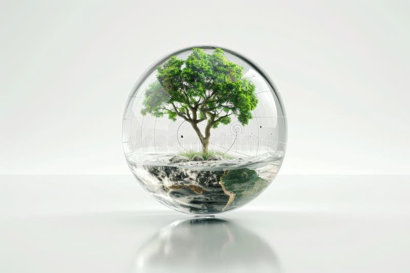 World Earth Day Concept with Green Planet Tree Glass Earth Globe and ...