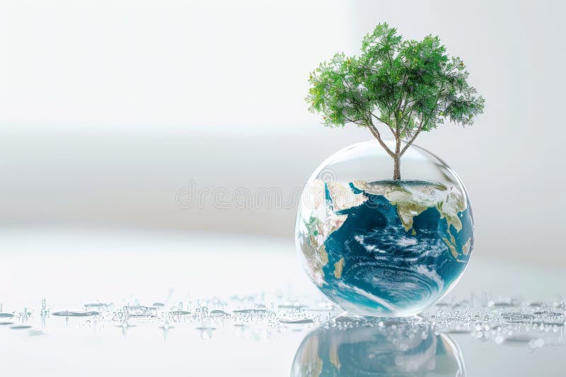 World Earth Day Concept with Green Planet Tree Glass Earth Globe and ...