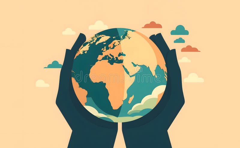 World Earth Day Concept, Hands Holding Globe Stock Illustration ...