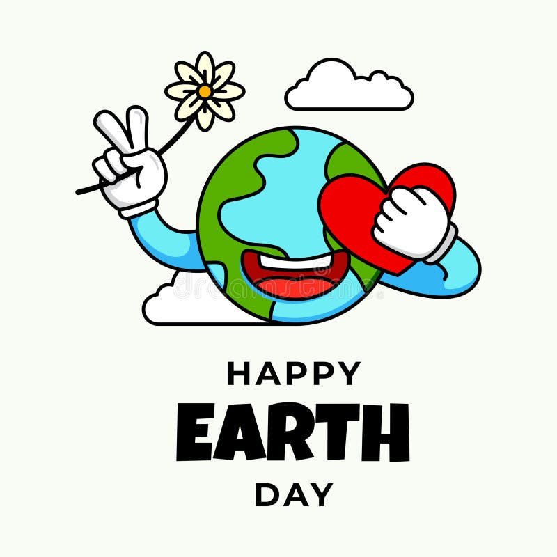 World Earth Day Illustration with Groovy Style Stock Vector ...