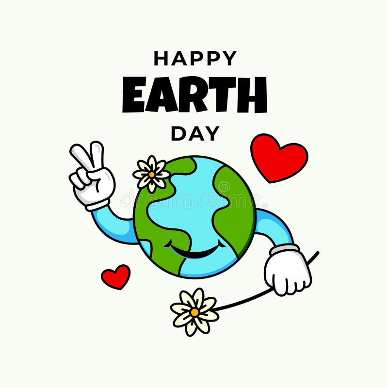 World Earth Day Illustration with Groovy Style Stock Vector ...