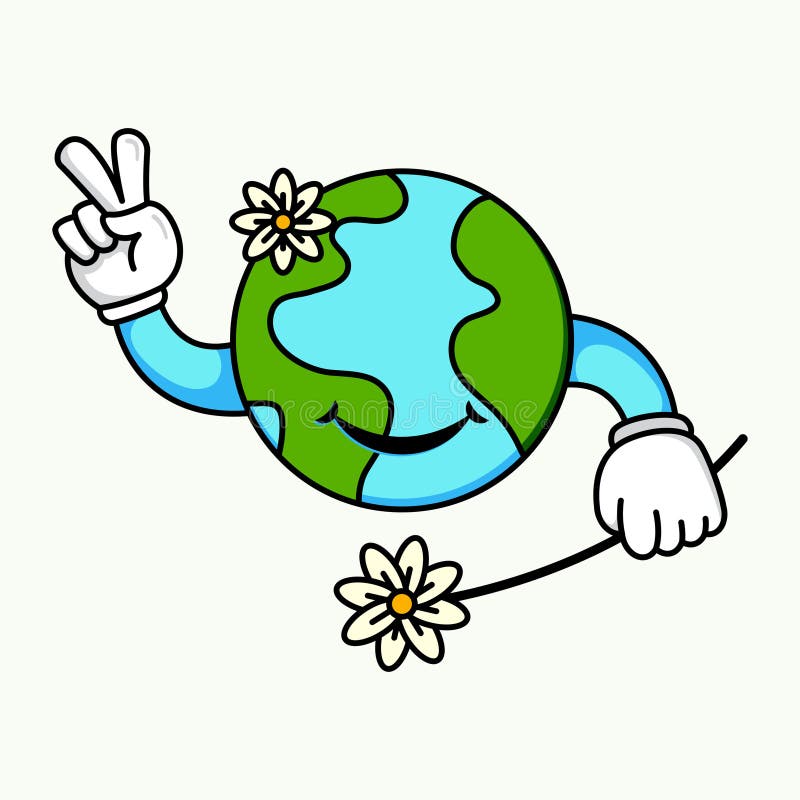 World Earth Day Illustration with Groovy Style Stock Vector ...