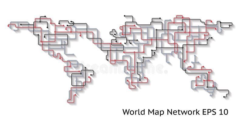 World Earth Map Network Abstract Concept with Shadows Showing ...