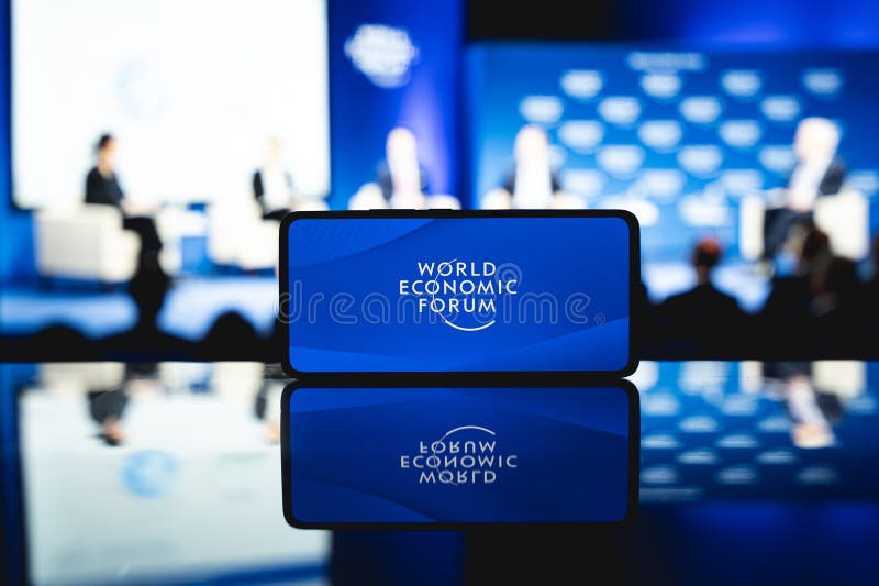 World Economic Forum Event Logo Displayed on Screen Editorial ...