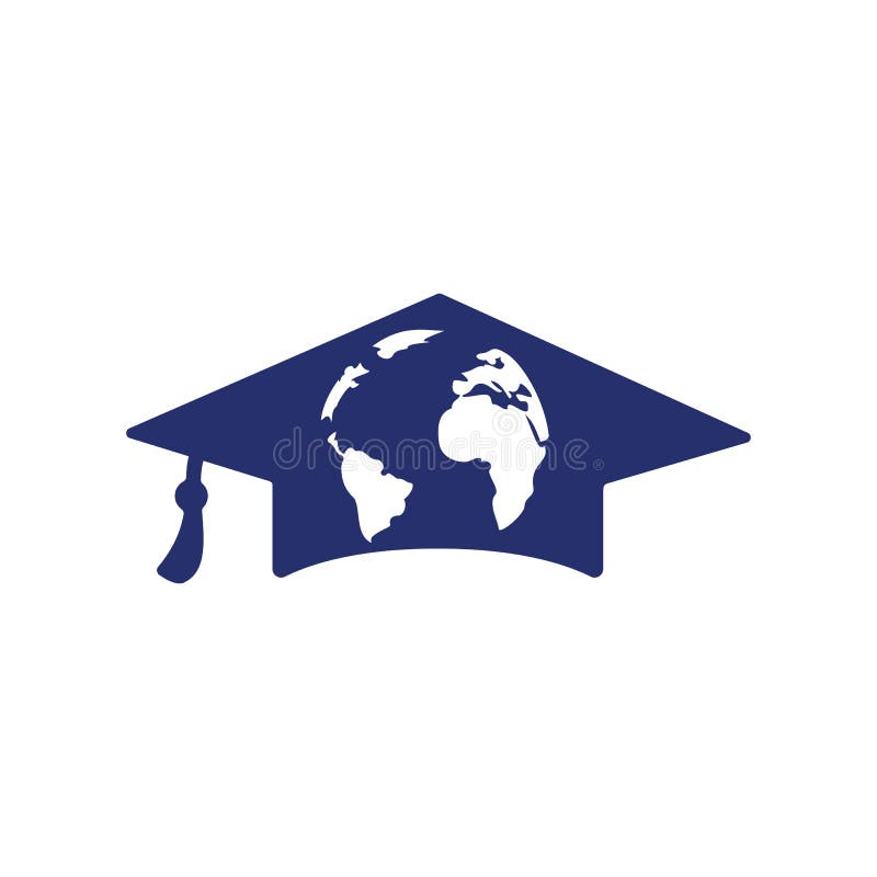 World Education Vector Logo Design. Globe with Gradation Cap and Icon ...