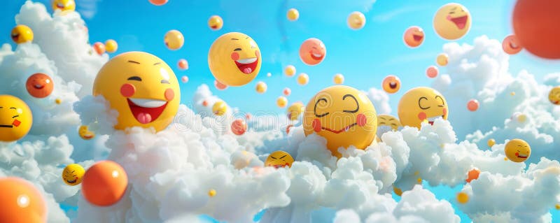 World Emoji Day Background Featuring a 3D Render of Emojis Floating in ...