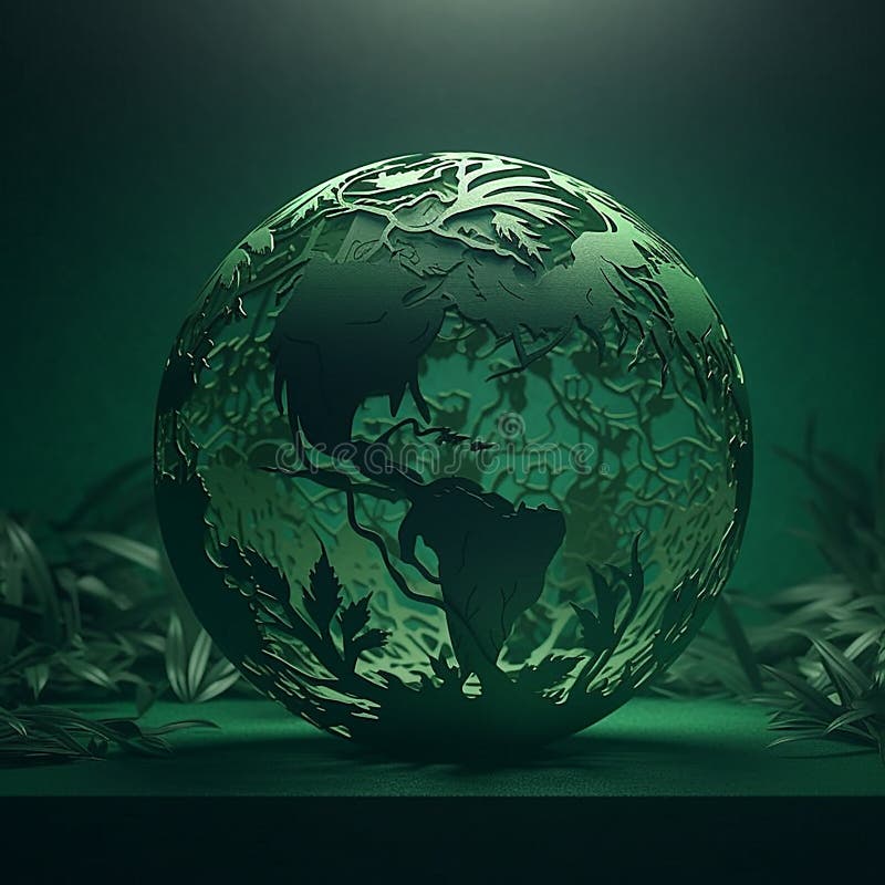 World Environment Concept. Green Globe 3d. Earth Day Banner. Save the ...
