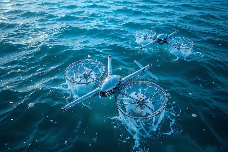 Futuristic Ocean Cleanup Drones Combatting Marine Plastic Pollution ...