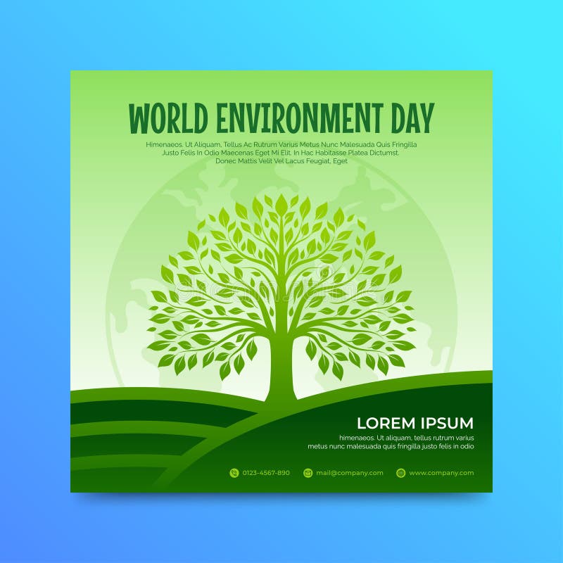 World Environment Day Banner with Tree Silhouette Illustration Stock ...