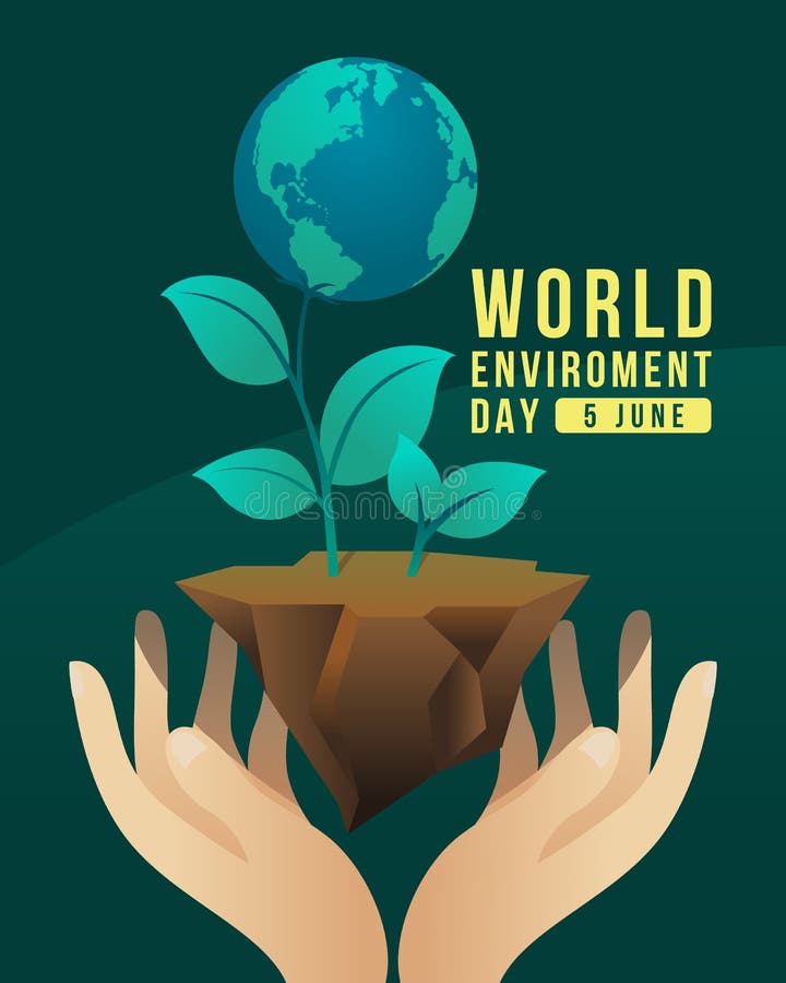 World Environment Day Banner with Hand Hold Care Globe Tree on Earth ...