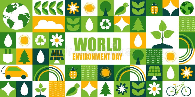 World Environment Day. Banner, Poster, Abstract Background in Modern ...
