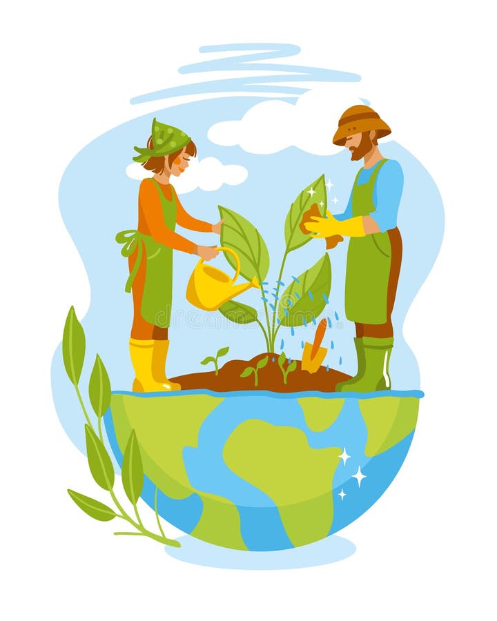 World Environment Day Banner. Save the Planet, Illustration with People ...