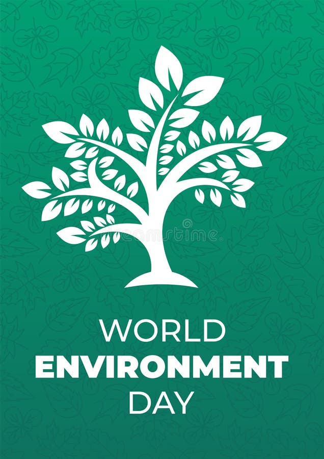 World Environment Day Card or Background with Tree and Leaves. Vector ...