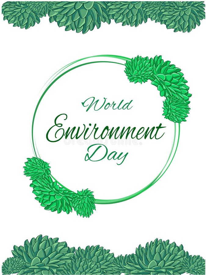 World Environment Day in Circle Frame, Echeveria Stock Vector ...