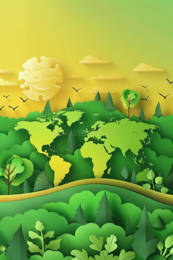 World Environment Day Concept for World Map, Ecology with Green Planet ...