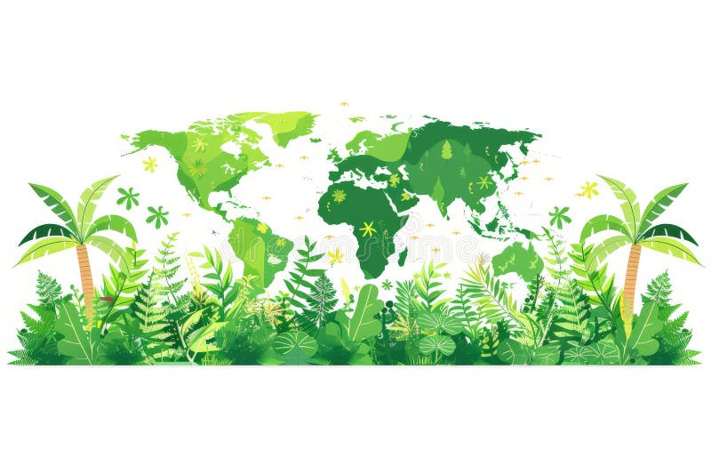 World Environment Day Concept for World Map with Green Planet ...