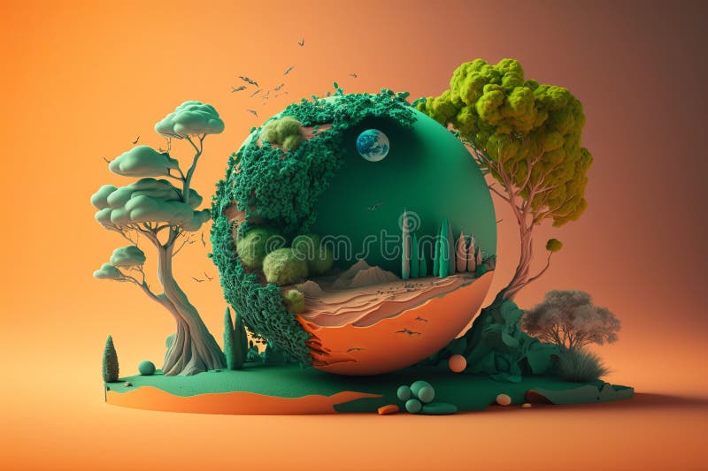 World Environment Day and Earth Day Concept on Pastel Color Background ...