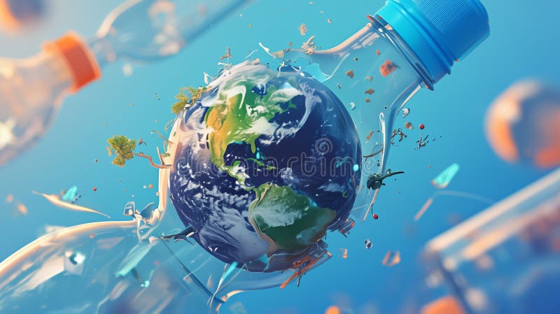 World Environment Day: Earth Planet in Plastic Bottle. Generative AI ...