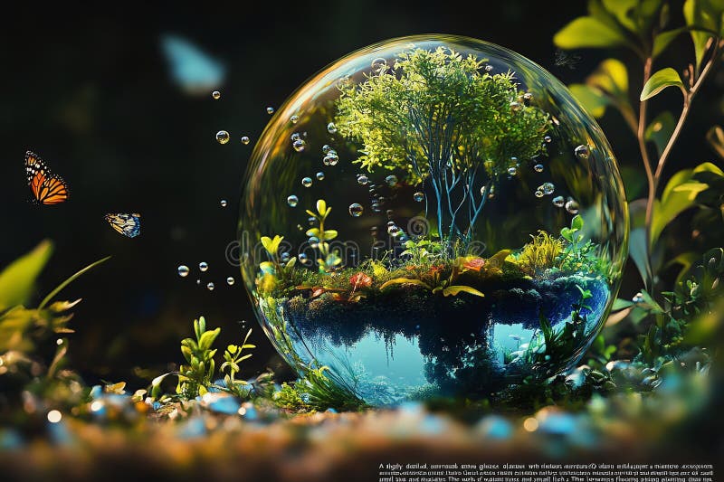 World Environment Day, Ecosystem in the Aquarium Stock Illustration ...