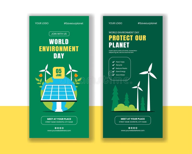 World Environment Day Flat Cartoon Illustration for Digital Vertical ...