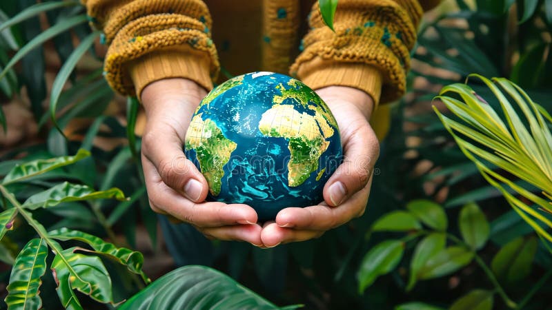 World Environment Day, a Globe in Caring Hands Against a Backdrop of ...