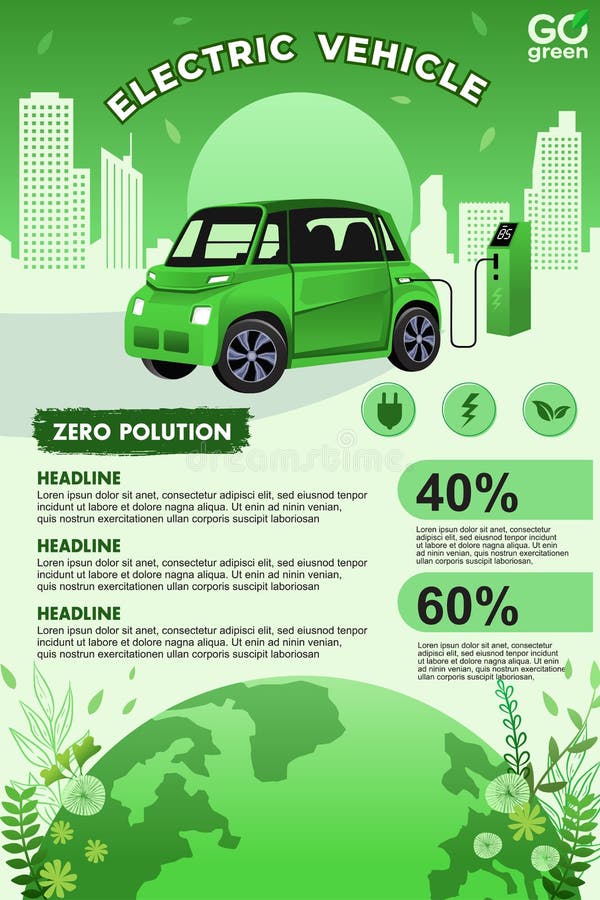 Electric Vehicle for Friendly Polution Illustration. Electric Car for ...