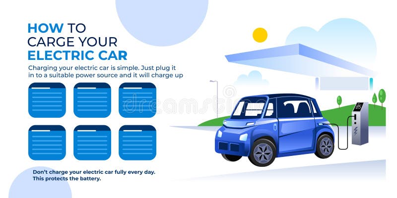 Electric Vehicle for Friendly Polution Banner Illustration. Electric ...
