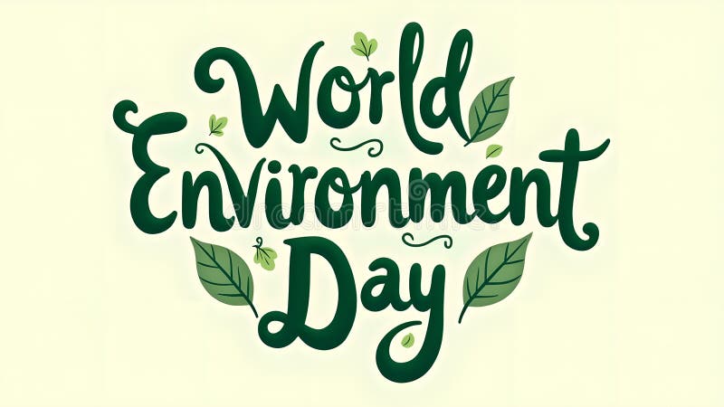 World Environment Day Graphic with Cursive Lettering and Leaf ...