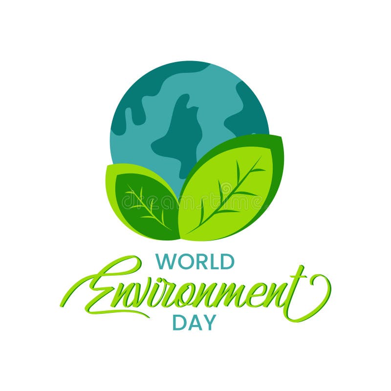 World Environment Day Logo with Globe and Leaves on White Background ...