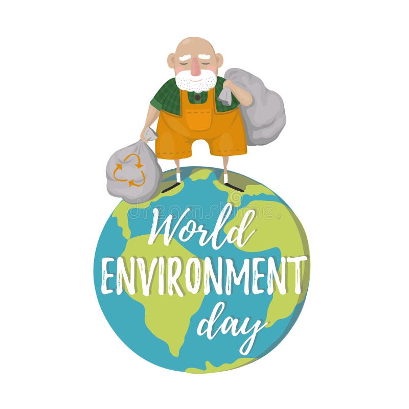 World Environment Day. a Man with Trash Bags, Sort Garbage Stock Vector ...