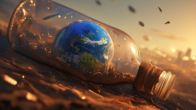 World Environment Day: Mini Earth Planet in Old Bottle on Sand ...